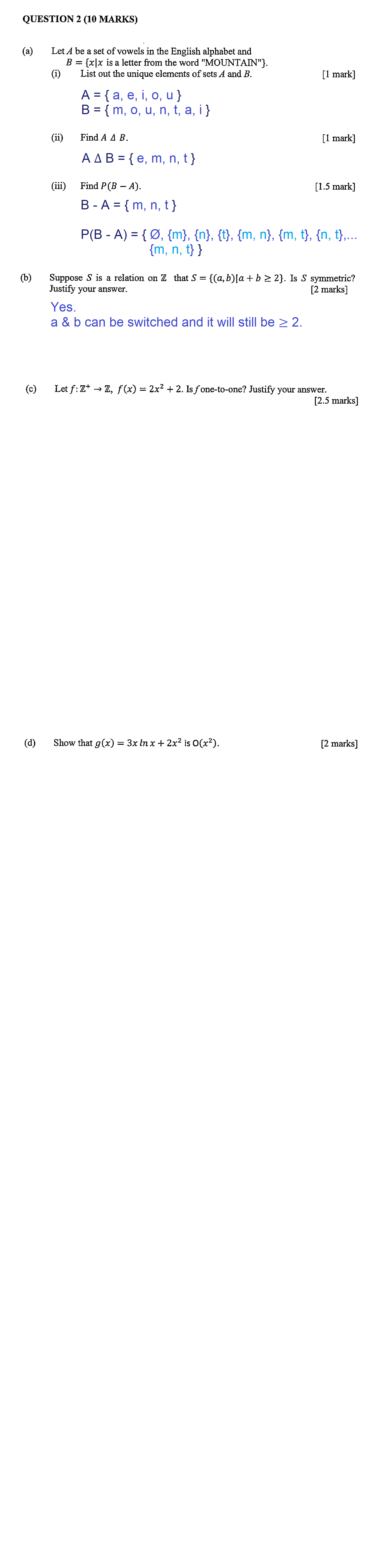 Exam questions - TMA 1201